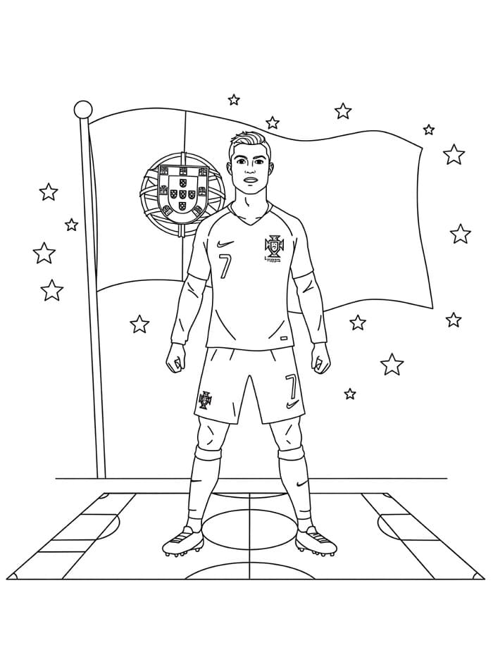 Cristiano Ronaldo zászlóval színező. Ingyenes letöltés, nyomtatás vagy ...